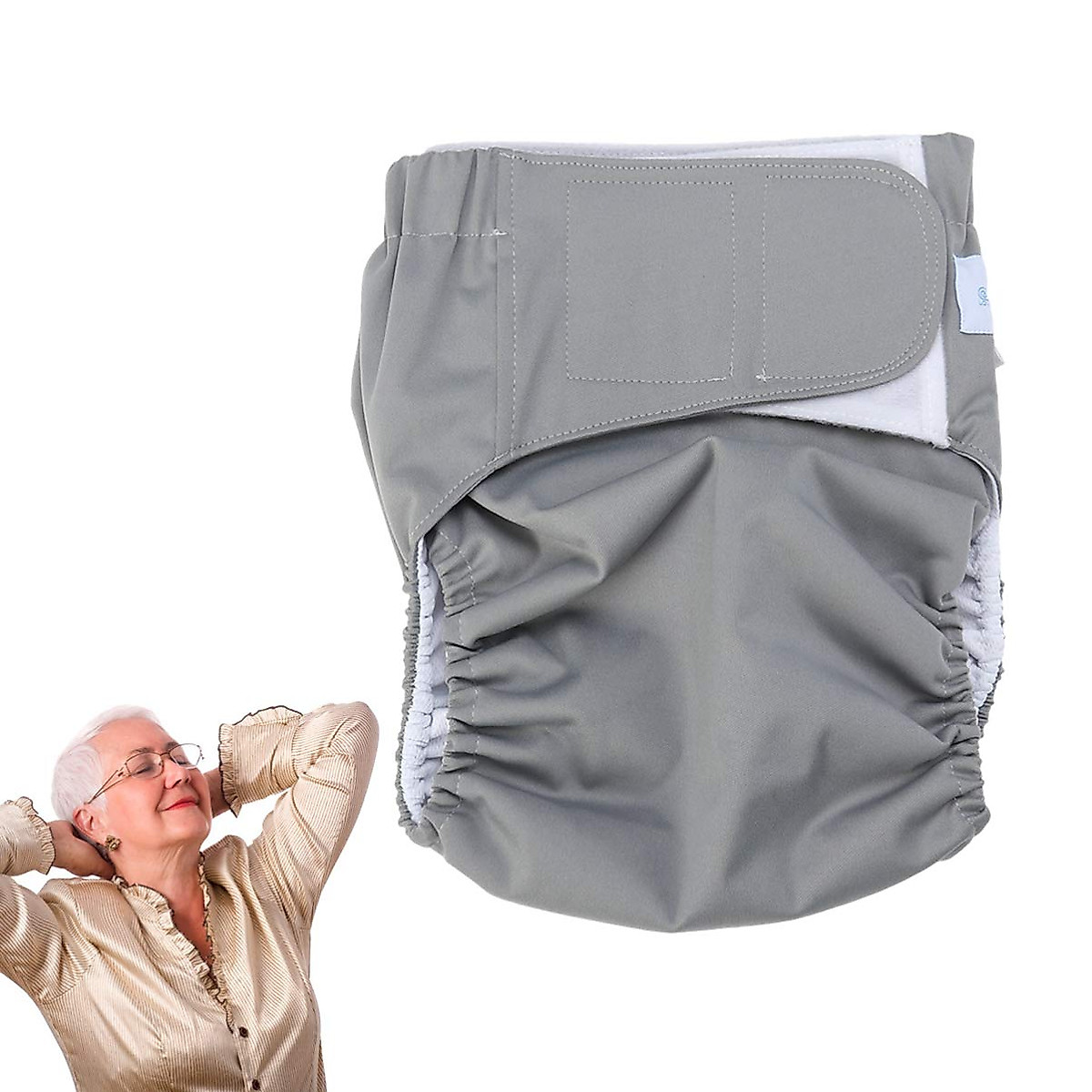 Healifty Reusable Adult Incontinence Underwear: Reusable Adults Cloth Diapers Large Adjustable Nappy Absorbent Urinary Briefs Pants for Women Men Disabled M Grey