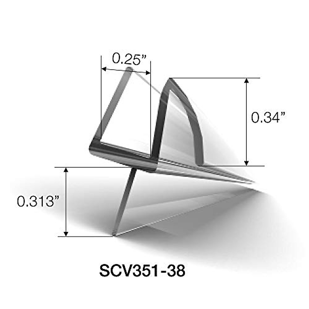 Basco 1/4 inch Shower Door Sweep Door and Panel (3/4" x 38-3/8") (Infinity), Clear