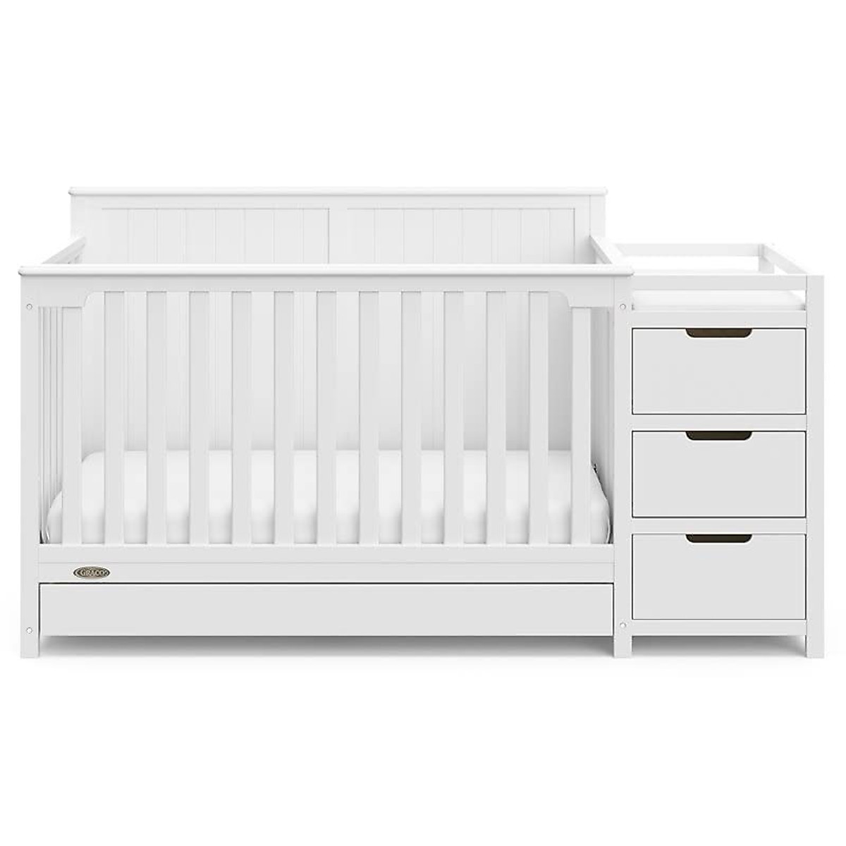 Home Square 2-Piece Set with 4-in-1 Crib Changer & Crib Mattress in White