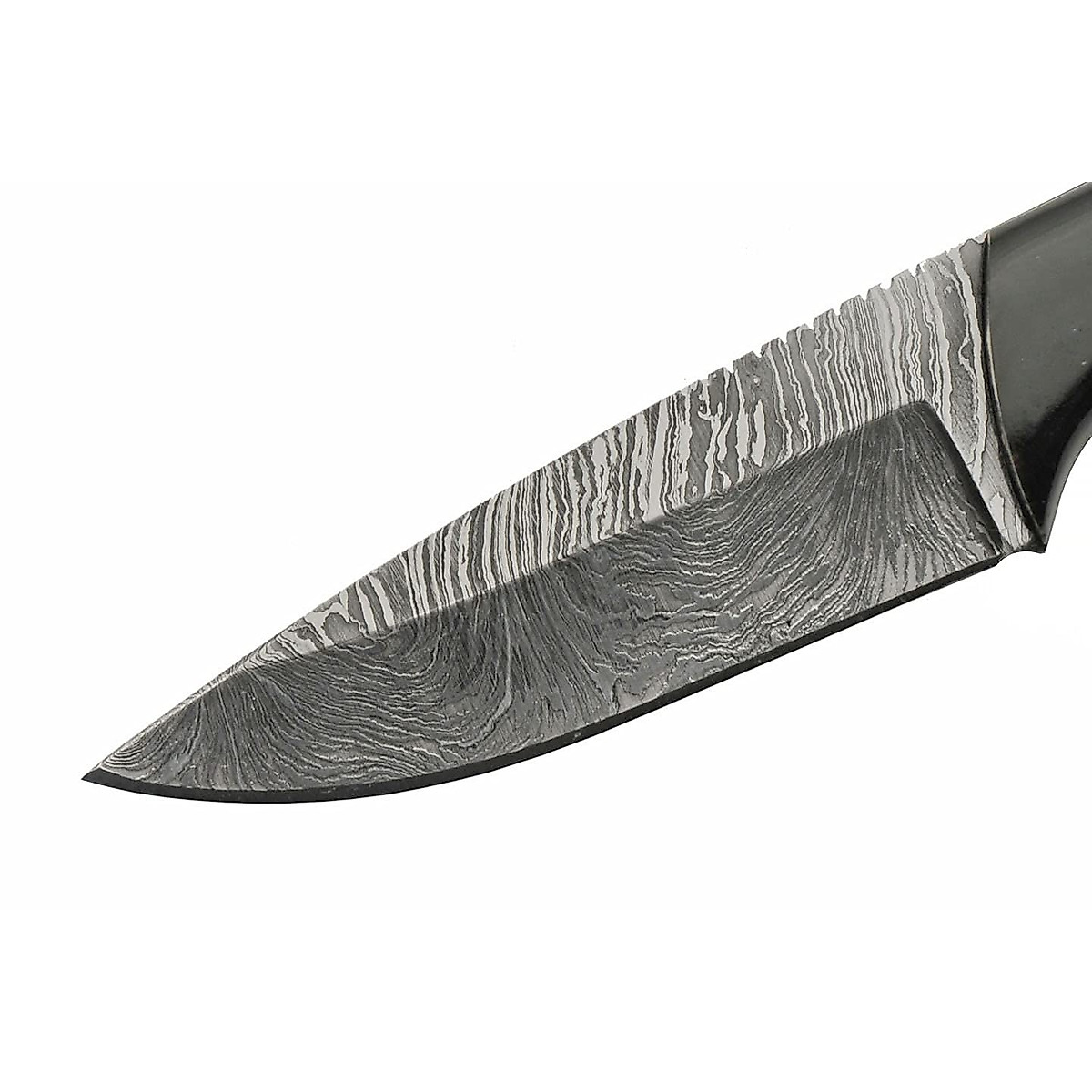 Szco Supplies 7.5" Horn and Bone Handle Damascus Outdoor Hunting Knife with Sheath