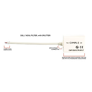 THE CIMPLE CO 2 Wire, 1 Line DSL Filter, with Built in Splitter - for Removing Noise and Other Problems from DSL Related Phone Lines