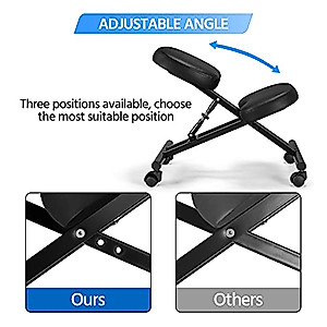 Yaheetech Kneeling Chair Ergonomic Posture Chair for Office Home Standing Work Desk Stool Adjustable Office Chair with Thick Cushion Pad & Flexible Seating Rolling Casters