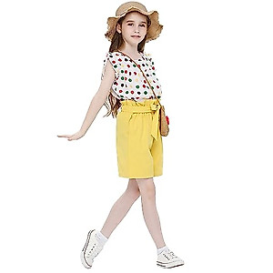 LIONJIE Kids Girls Summer 2 Piece Outfits Clothes T-Shirt Tops and Shorts Pants Sets