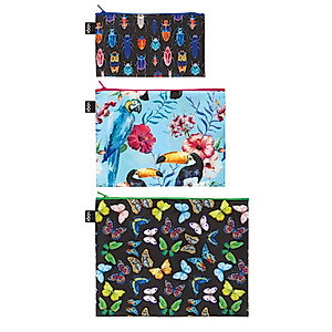 LOQI WILD Insects, Bird, Butterflies Zip Pockets