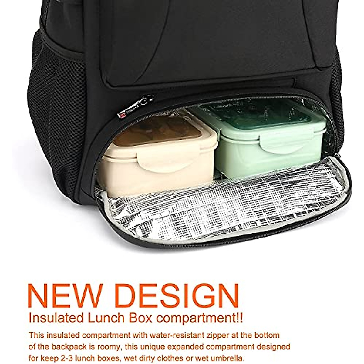 CoolBELL Lunch Backpack 17.3 Inches Laptop Backpack Bags with Insulated Compartment/USB Port Water-resistant Hiking Backpack for Business Work Travel Men Women (Black)