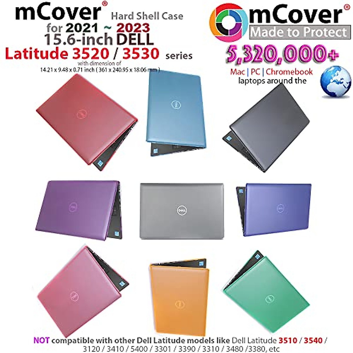 mCover Case ONLY Compatible for 2021-2023 15.6" Dell Latitude 15 3520 3530 Series Laptop Computer (NOT Fitting Other Dell Models) - Aqua