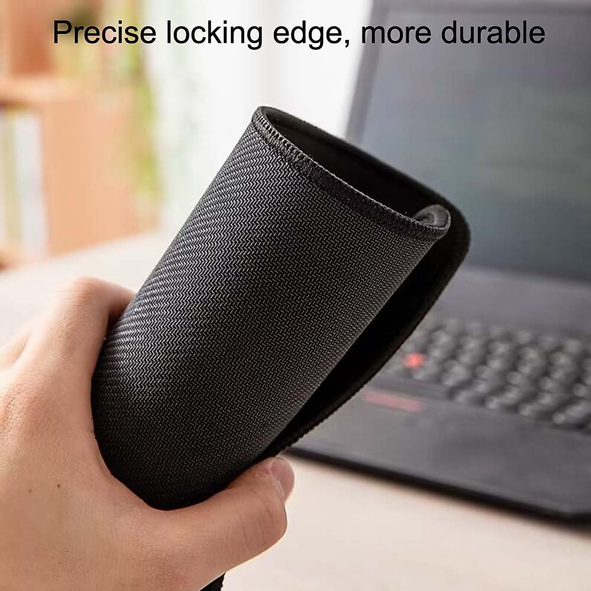 Mouse Pad with Stitched Edge, Comfortable Mouse Pads with Non-Slip Rubber Base, Durable and Washable Mousepads for Computers Laptop Mouse,8.6x7x0.06inch,Classic Black (2 Pack)