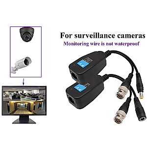 AAOTOKK Video Balun RJ45 to BNC Transceiver Transmitter HD-CVI/TVI/AHD/CVBS with DC Power Connector for 1080P 3MP 4MP 5MP 8MP CCTV Security DVR Surveillance Camera System (4Pairs)