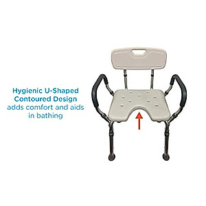 NOVA Medical Products Shower & Bath Chair with Back & Arms & Hygienic Design, White, 1 Count