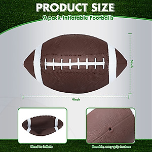 Jerify 9 Pack Rubber Footballs 9 Inch Rubber Footballs Playground Inflatable Football Bulk for Kids Comfortable Grip Football for Junior Youth Outdoor(Brown)