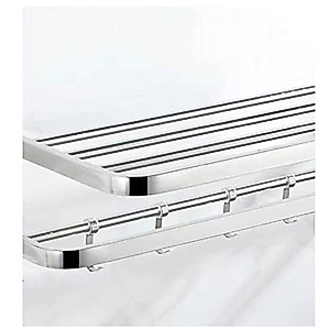 WKZZTCGD Brushed Nickel Towel Racks for Bathroom,304 Stainless Steel with Towel Hooks,Wall Mounted Shelf Double Towel Bar Holder