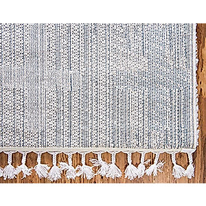 Unique Loom Hygge Shag Collection Modern Moroccan Inspired, Geometric Design, Plush & Cozy Area Rug, 2' 2" x 3' 0", Ivory/Tan