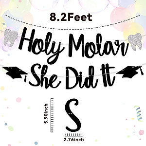 Holy Molar She Did It Banner, Hygienist Grad Decor, Hygiene Queen, Congrats RDH Banner, Dentist Graduation Party Decorations, New Dental Graduation Party Decorations Black Glitter