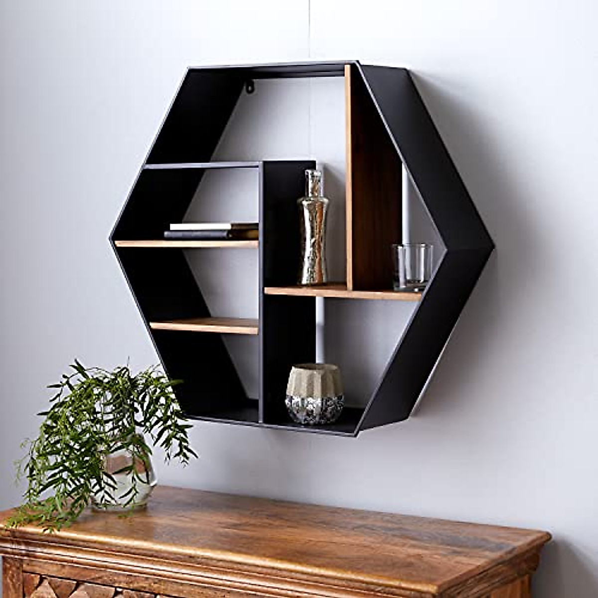 Deco 79 Wood 5 Shelves Wall Shelf, 30" x 7" x 26", Black