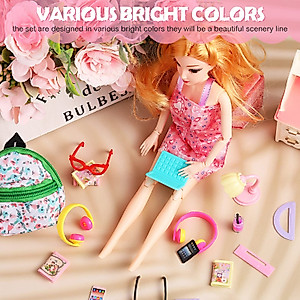 29 Pieces Dollhouse Accessories Mini Laptop Computer Tablet Phone Toy Miniature Glasses Headset Backpack Drink Toys Plastic Doll Accessories