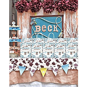 YanZonic 16Pcs A Little Cowboy Is on The Way Decorations Party Thank You Bags - Versatile Cowboy Baby Shower Supplies, Cowboy Baby Shower Decorations, A Little Cowboy Is on The Way Goodie Bags