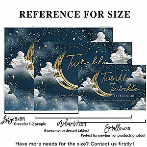 Aumeko Twinkle Little Star Baby Shower Backdrop Galaxy Sky Stars Navy Blue Baby Shower Gender Reveal Background Gold Starry Over The Moon Clouds Banner Cake Table Decoration
