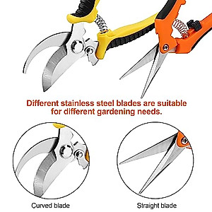2 Pack Pruning Shears, Garden Shears, Stainless Steel Pruning Shears for Gardening, Garden Clippers, Gardening Tools Scissors with Soft Grip Handle