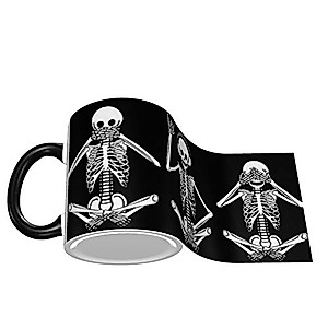 Halloween Skeleton Ceramic Coffee Mug Tea Cup for Office Home Gift to Family Friend Black Funny Skull