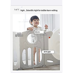 Space playpen:18 Panel Infants Toddler Safety Kids Playpen Activity Center Play Yard W/Lock Door and Basketball Hoop and Large Mat (Gray +White)