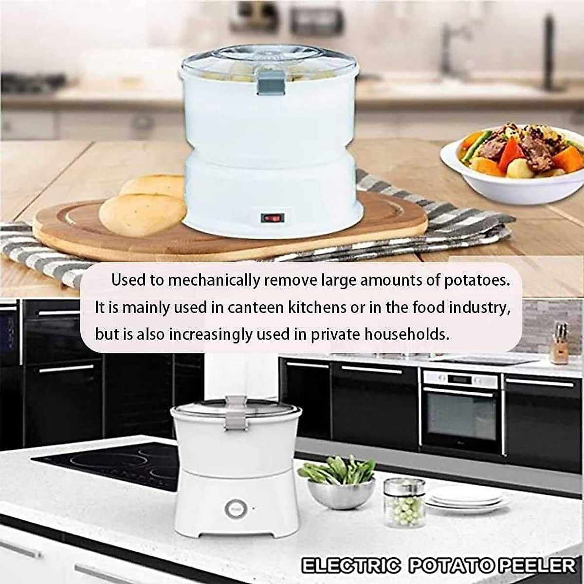 TINTAG Potato Peeler,Potato Peeling Machine,Fully Automatic Salad Rotator,One-Touch Start,Load-Bearing 1KG Potato Electric Peeling Machine,Peeling Tool for Kitchen,Home and Commercial