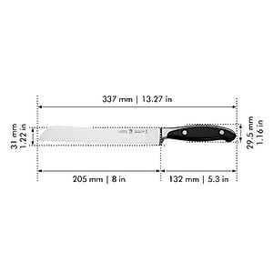 HENCKELS Forged Synergy Bread Knife, 8-inch, Black/Stainless Steel