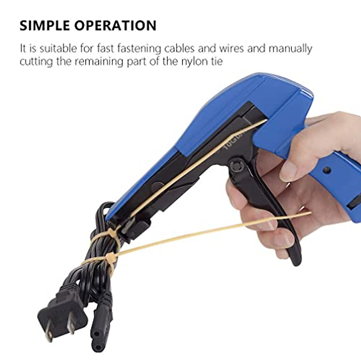 10Gtek Cable Tie Gun - Fastening and Cutting Tool with Handle Special for Nylon Cable Tie Fasten and Cut Cables in Blue
