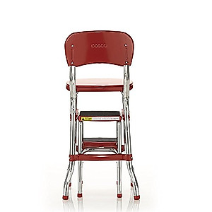 Cosco Retro Counter Chair/Step Stool, Sliding, Red