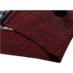 Yeokou Men's Slim Fit Zip Up Casual Knitted Cardigan Sweaters With Pockets (Large, Wine Red)
