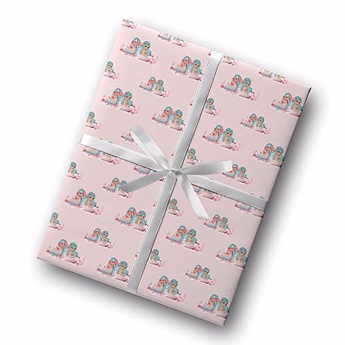 Pastel Mermaid Friends Luxury Gift Wrap, Thick Wrapping Paper, Sea Theme Floral Fairy Princess Birthday Party Decor (One 20 inch x 30 inch sheet)