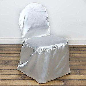 TABLECLOTHSFACTORY Ivory Satin Banquet Chair Covers-Pack of 5