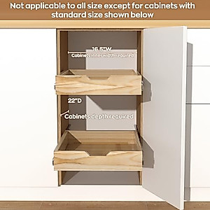 BORISI Pull Out Drawers for Cabinets,14" W x 21" D, 1 Tier Heavy-Duty Slide out Wood Drawer Shelf, Pull Out Cabinet Organizer for Kitchen, Pantry, Bathroom