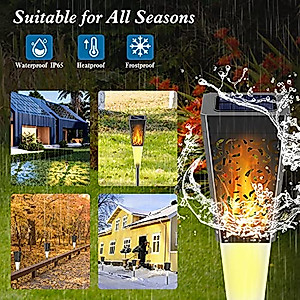 HEMOPLT Solar Outdoor Lights, Pack of 4 Solar Lights Outdoor Waterproof, Color Changing + Warm White Solar Garden Llights, IP 67 Waterproof Garden Lights, for Walkway, Yard, Lawn, Landscape, Driveway