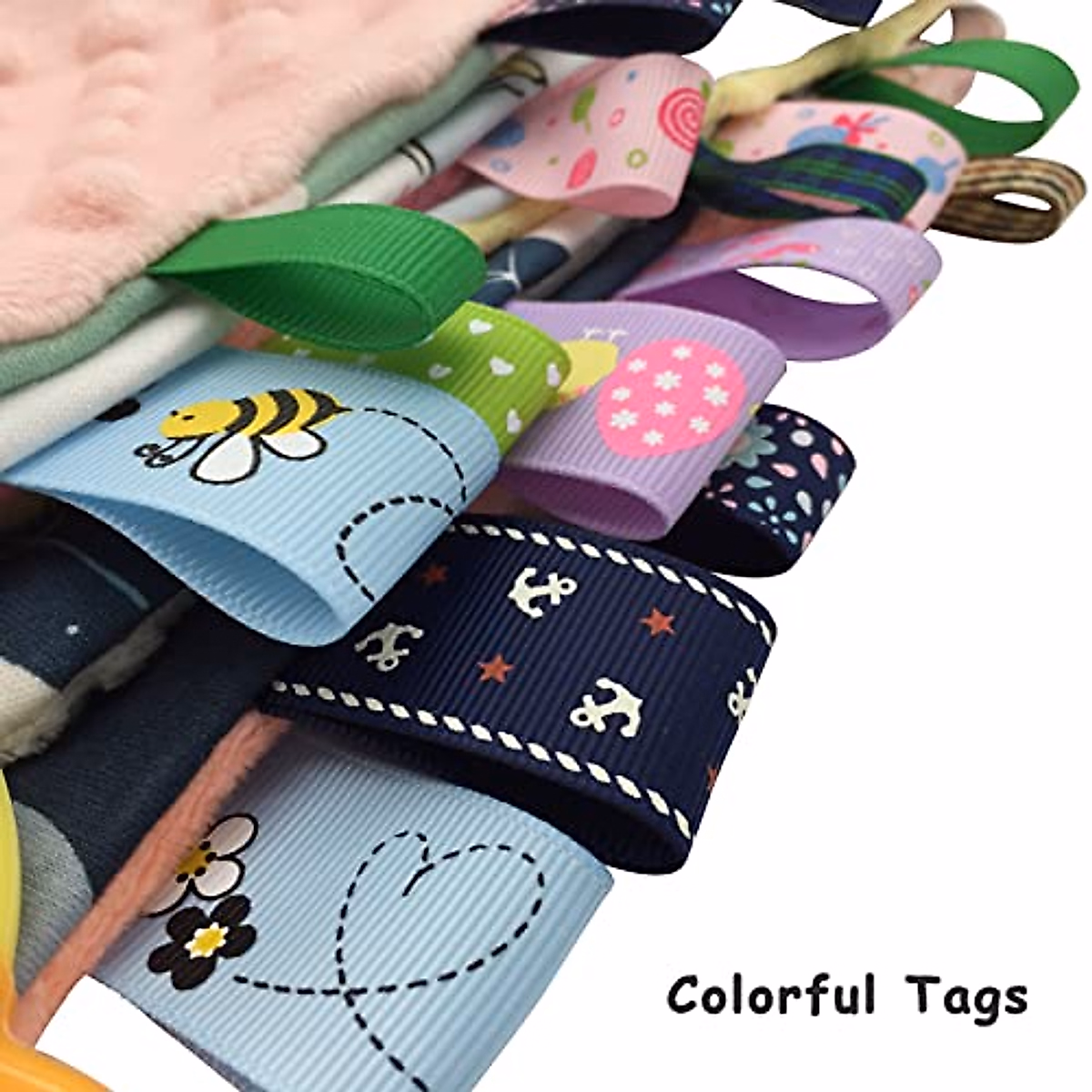 Upalupa Bunny Lovey Blanket and Minky Dot Fabric Tags Security Blanket, Pink