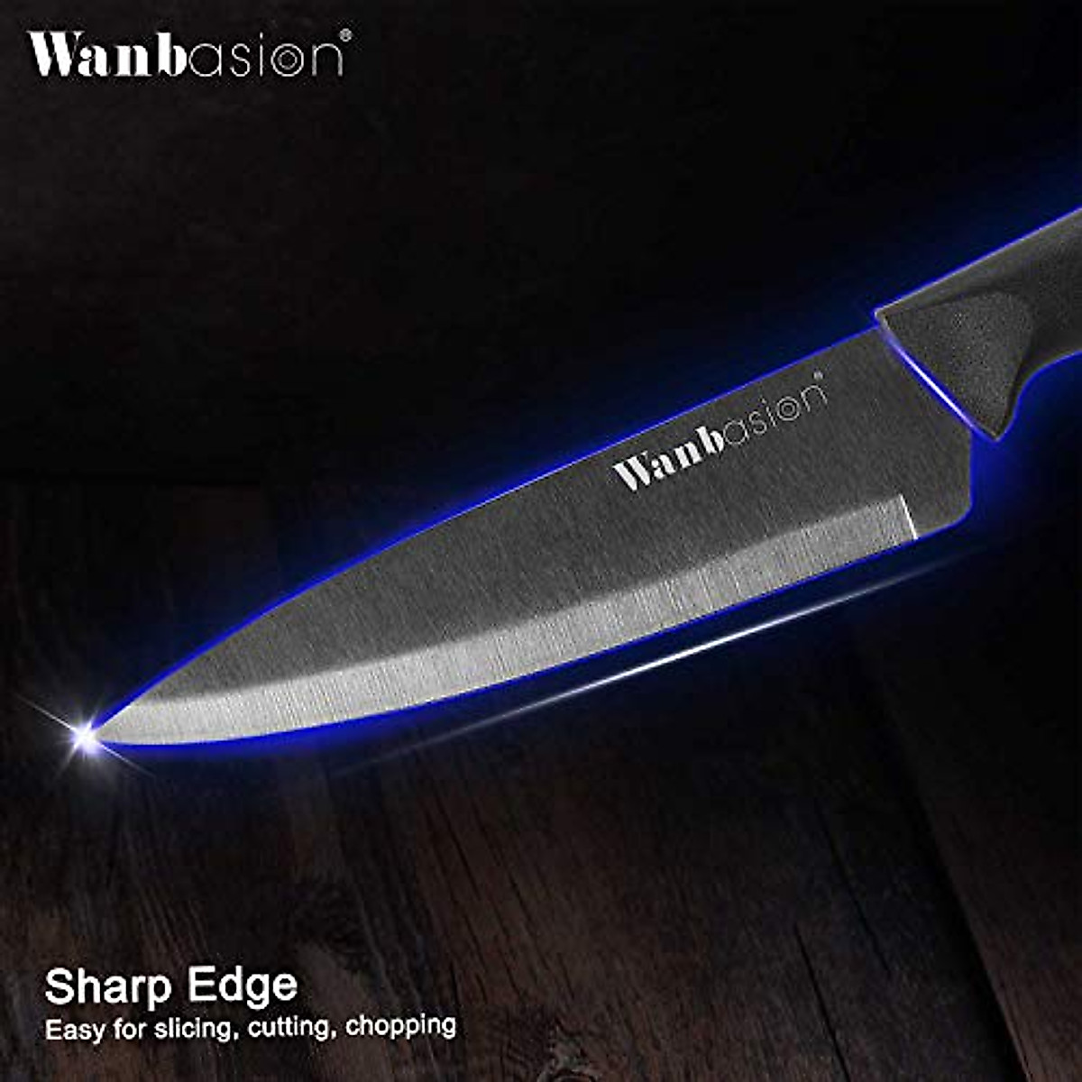 Wanbasion Black Stainless Steel Knife Set, Sharp Kitchen Knife Set Professional, Kitchen Knife Set Dishwasher Safe For Cooking