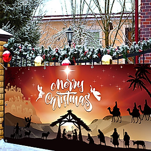 Extra Large Christmas Nativity Garage Door Banner - 6x13ft Backdrop for Xmas Holiday Party Decor
