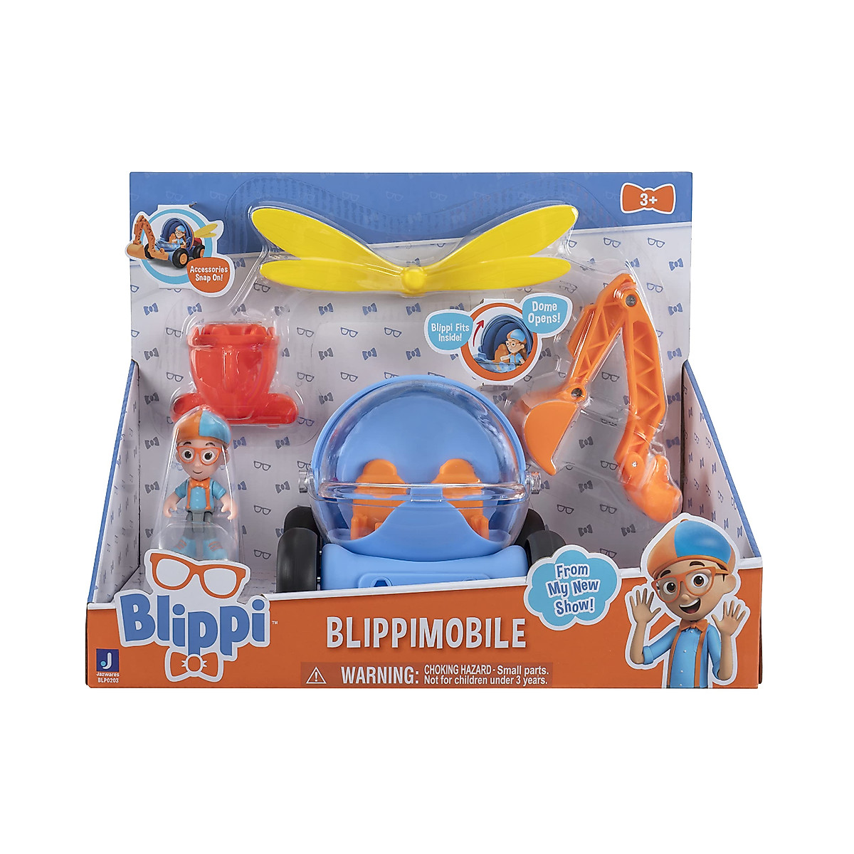 Blippi BlippiMobile Wonders - Explore Includes 1 Mobile, 1 Figure, 3 Vehicle Accessories - Perfect for Every Fan,Unisex Children