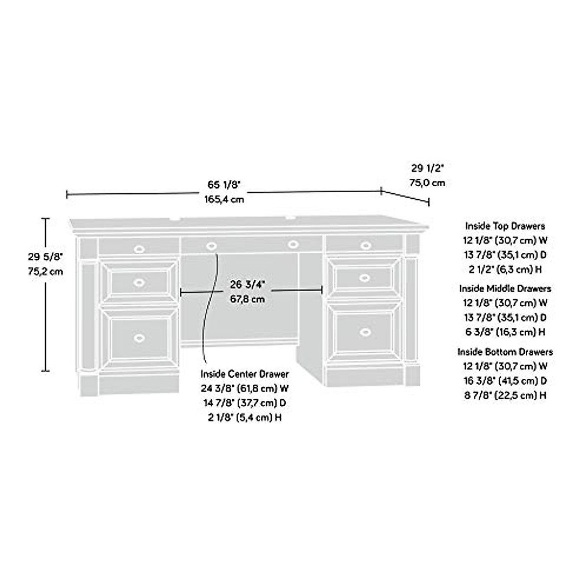 Sauder Palladia Executive Desk, Select Cherry finish