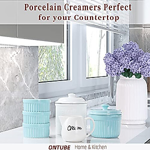 ONTUBE Porcelain Creamer, Ceramics Milk Creamer Pitcher 12OZ (White)