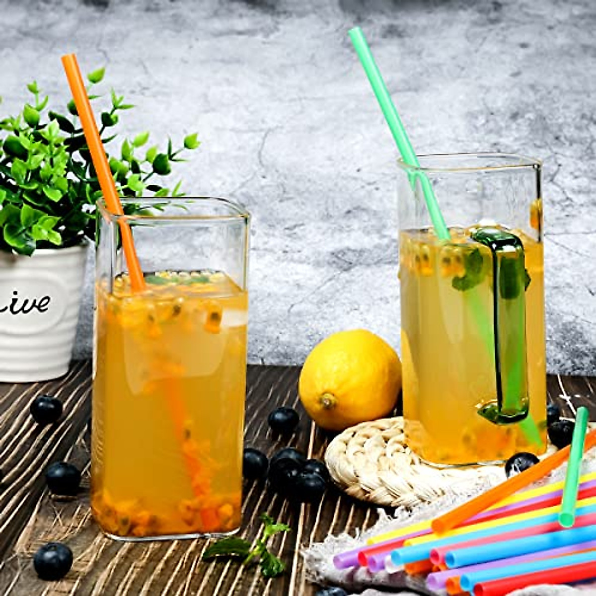 200 Pcs Colorful Disposable Drinking Plastic Straws.(0.23'' diameter and 8.26" long)-8 Colors