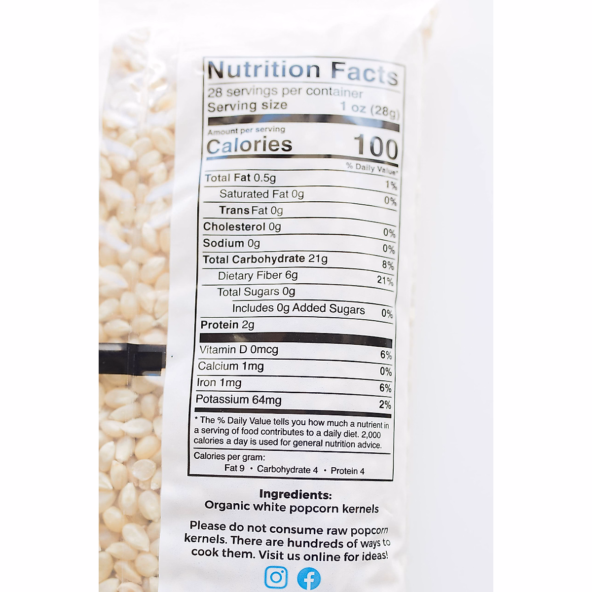 Preferred Popcorn Organic White Popcorn, 28 Ounce Bag, Pack of 4, 30 Servings Per Bag