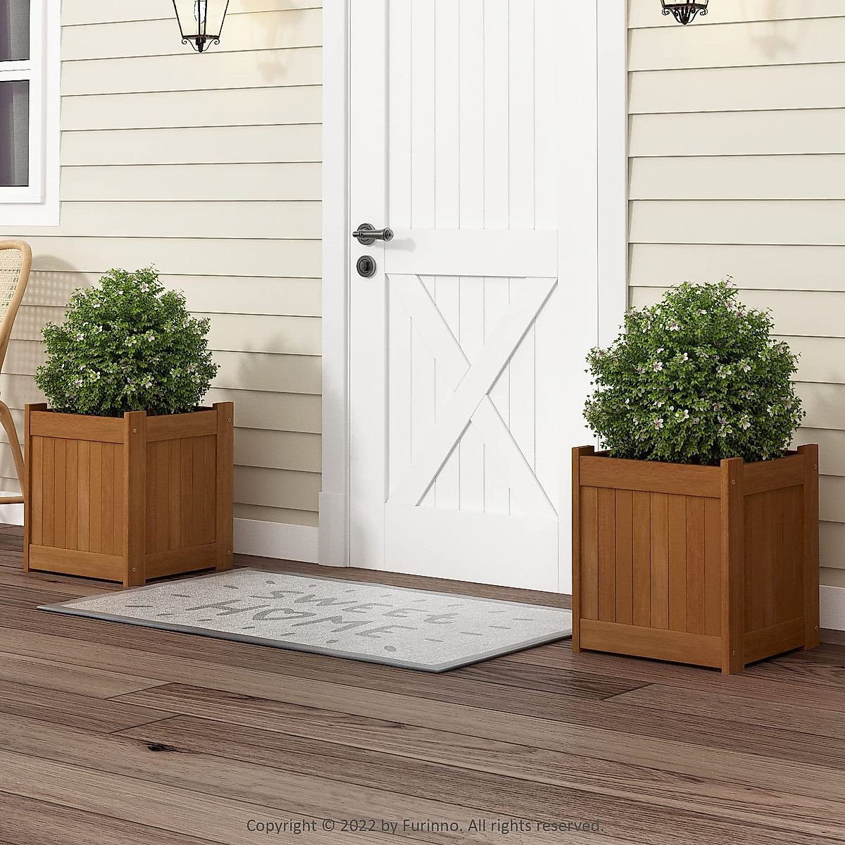 Furinno FG16450 Tioman Hardwood Flower Box, One-Pack, Natural