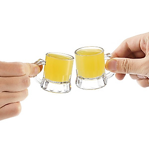 Fasmov 30 Pack Mini Plastic Beer Mugs,1 oz Beer Mug Shot Glasses with Handles, Reusable Clear Beer Stein Beer Tasting Glasses for Beer Festival Party Barbecue Wedding Supplies