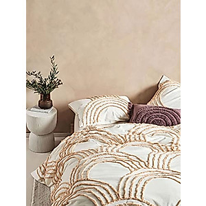 3 Piece Tufted Cotton Duvet Cover Set, Boho Bedding Queen King Comforter Cover with Pillowcases by Craft Aura (Full/Double 80x90 Inches)