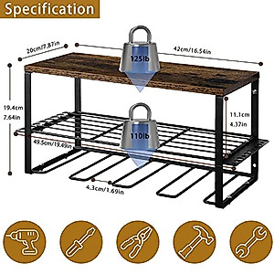 NIUXX Power Drill Tool Organizer Wall Mounted, Garage Storage Rack for Handheld Power Tools, Heavy Duty Floating Utility Tool Storage Shelf with Side Screwdriver for Garage, Home, Workshop