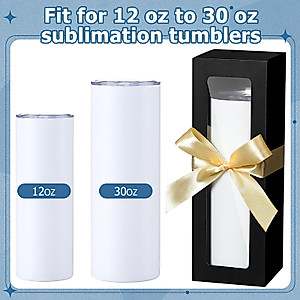 Honoson 24 Pcs Gift Boxes for Sublimation Tumblers Transparent Gift Box with Ribbon for 12oz, 20oz, 30oz Heat Press Sublimation Blanks Skinny Cup for Shipping Gift Wrapping (Black)