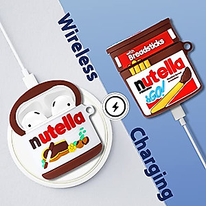 JoySolar 2 Packs for Airpod 1&2 Case Cute Cartoon 3D Soft Silicone Air Pods Funny Cover Kawaii Fun Cool Food Unique Shell Stylish Girls Kids Teens Women Cases for Airpods 1/2(Chocolate+Biscuits)