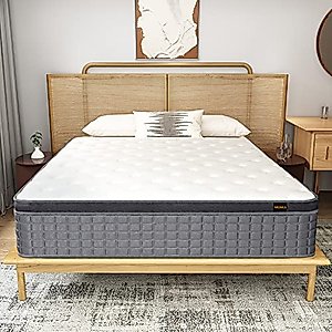 MICOOLS Full Mattress,10 inch Hybrid Mattress in a Box Memory Foam Breathable Comfortable,Motion Isolation Individually Wrapped Coils,Euro Top Medium Firm Full Size Mattress