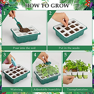 Seed Starter Tray, 48 Cells Indoor Seed Starter Kit, Flexible Silicone Designed Seedling Starter Trays, Germination Tray with Humidity Dome & Lids(4in Height), Reusable & Dishwasher Safe, BPA-FREE