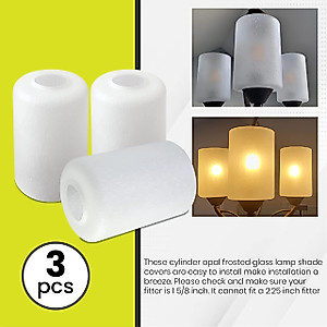 Bubble glass lamp Shade, 3 Packs seeded glass shade replacement Frosted white cylinder for pendant light fixture table lamps chandelier 1" 5/8 fitter